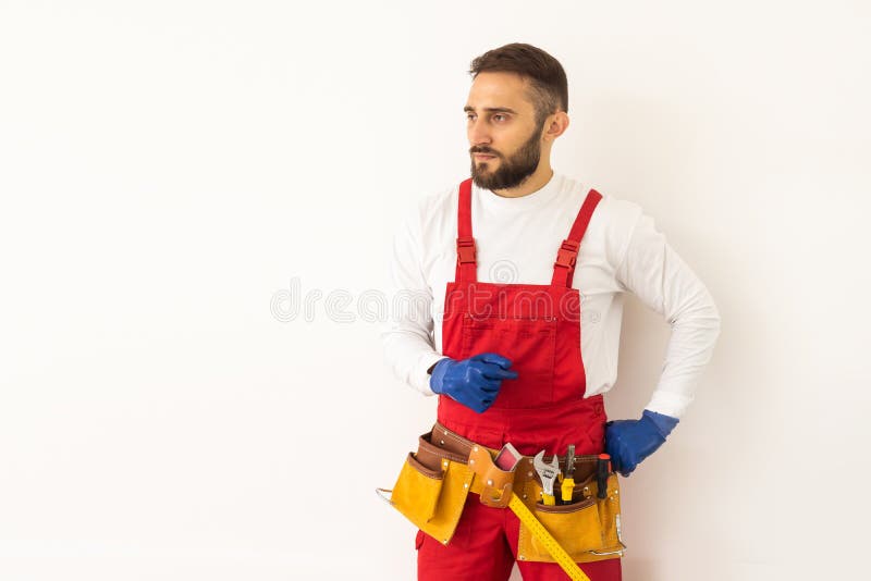 Profession, Construction and Building - Happy Smiling Male Worker or ...