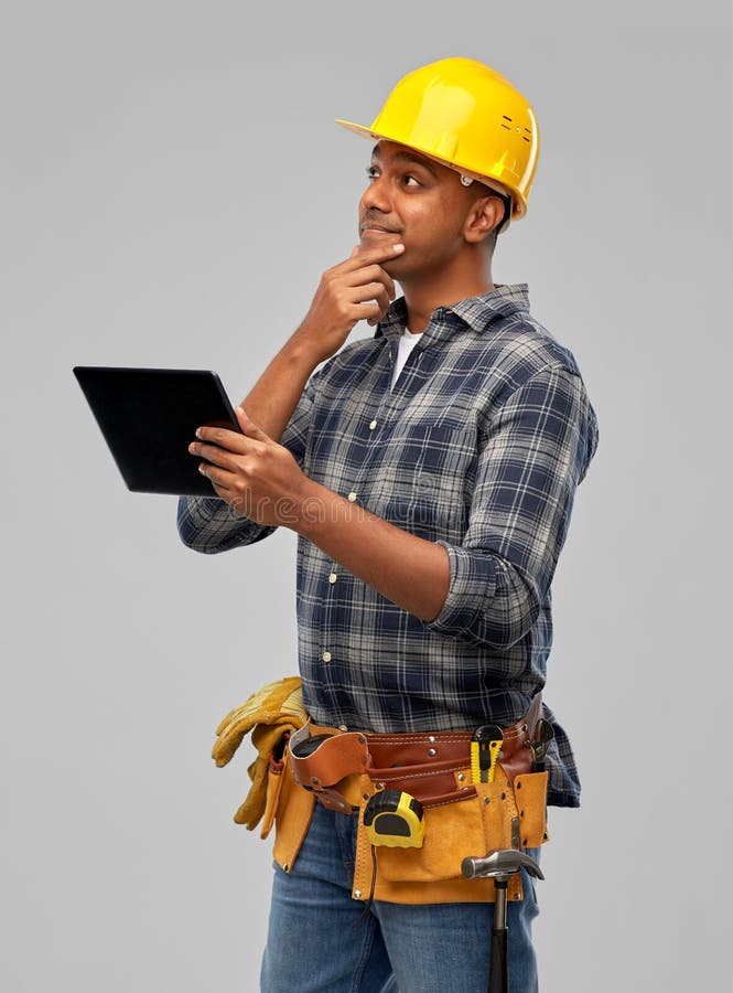 Thinking Builder with Clipboard and Pencil Stock Photo - Image of ...
