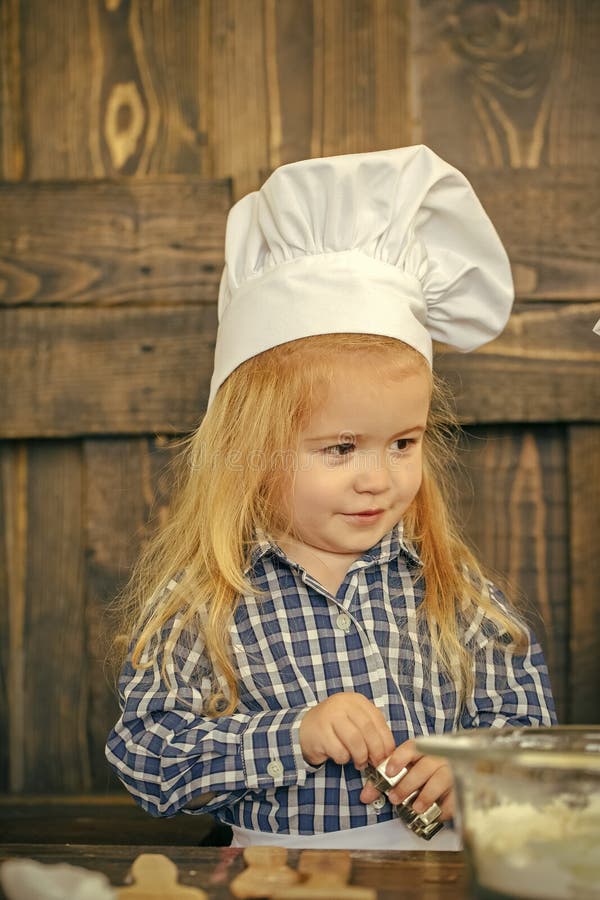 Profession of the Cook. Boy Baker in Chef Hat with Cookie Cutter Stock ...