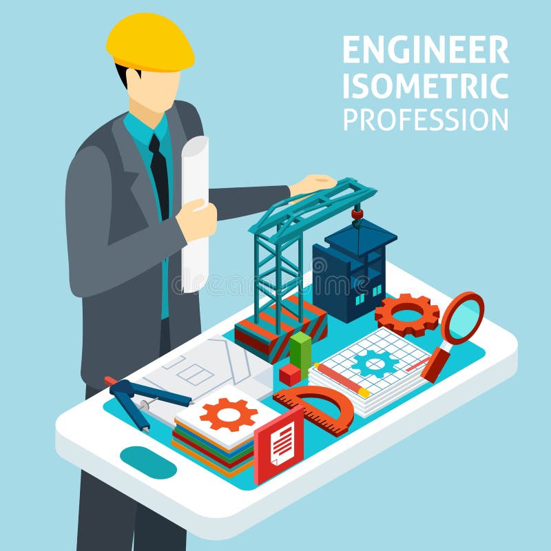Profession Engineer Concept Isometric Banner Stock Vector ...