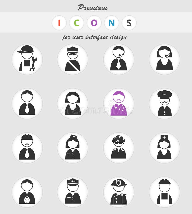 Profession icon set stock vector. Illustration of pilot - 122973898