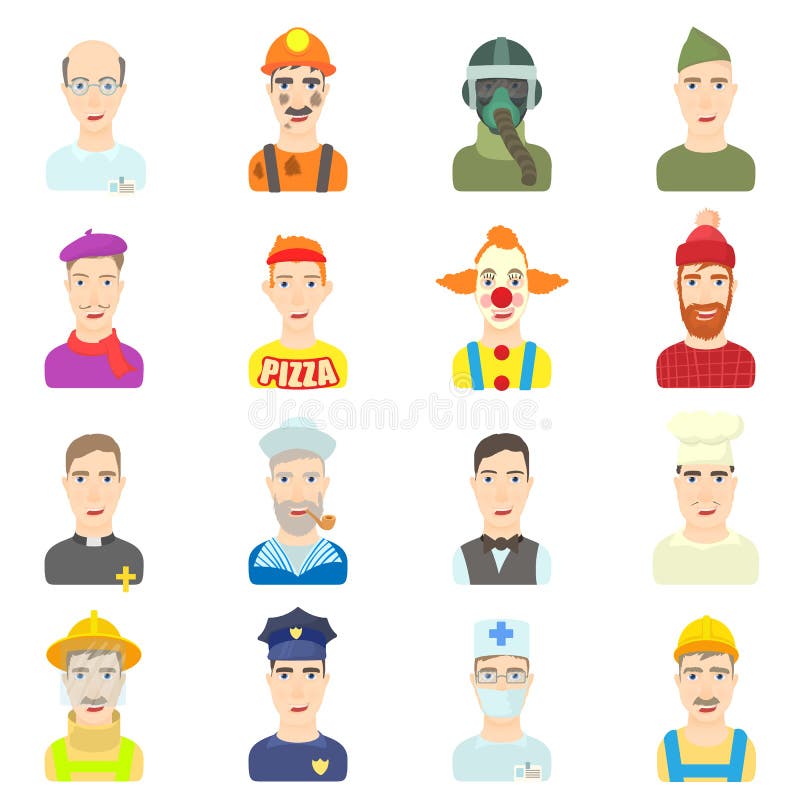 Profession Icons Set, Flat Style Stock Vector - Illustration of ...