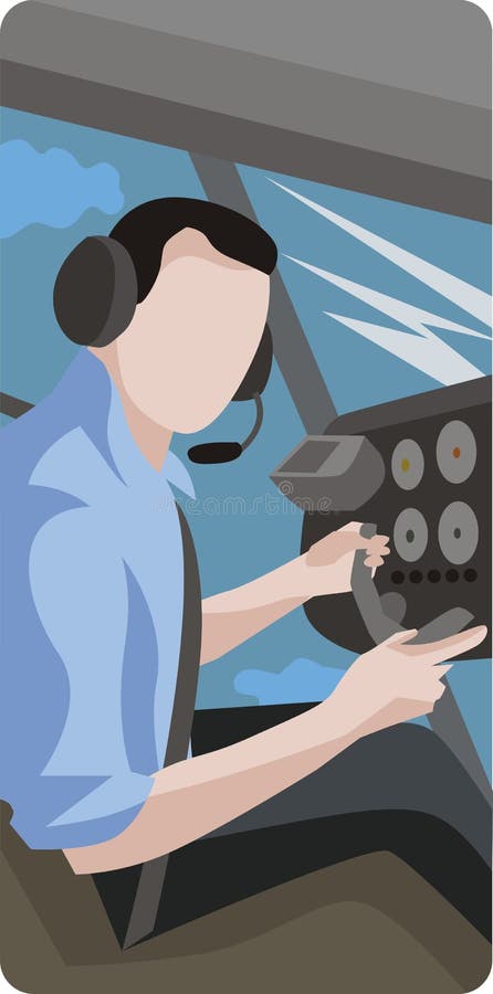 Headphones Civil Aircraft Pilot. Drawing in a Flat Style Stock Vector ...