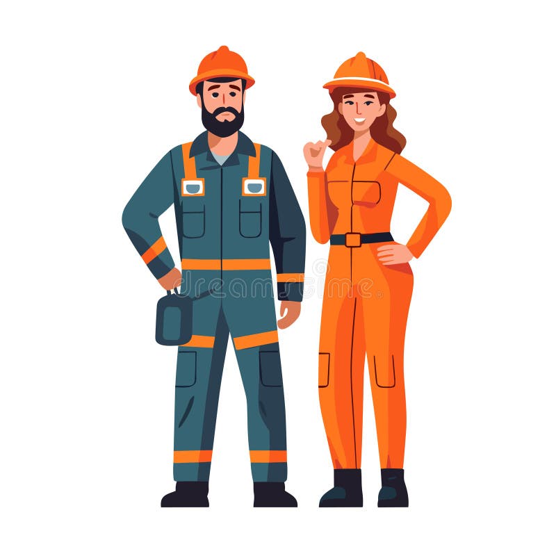Profession Industrial Workers Occupation Character Flat Illustration ...