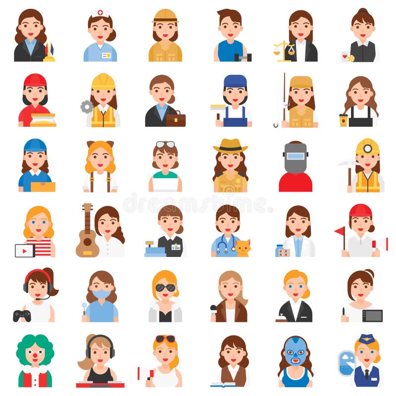 Profession and Job Related Icon Set 2, Female Version Stock Vector ...