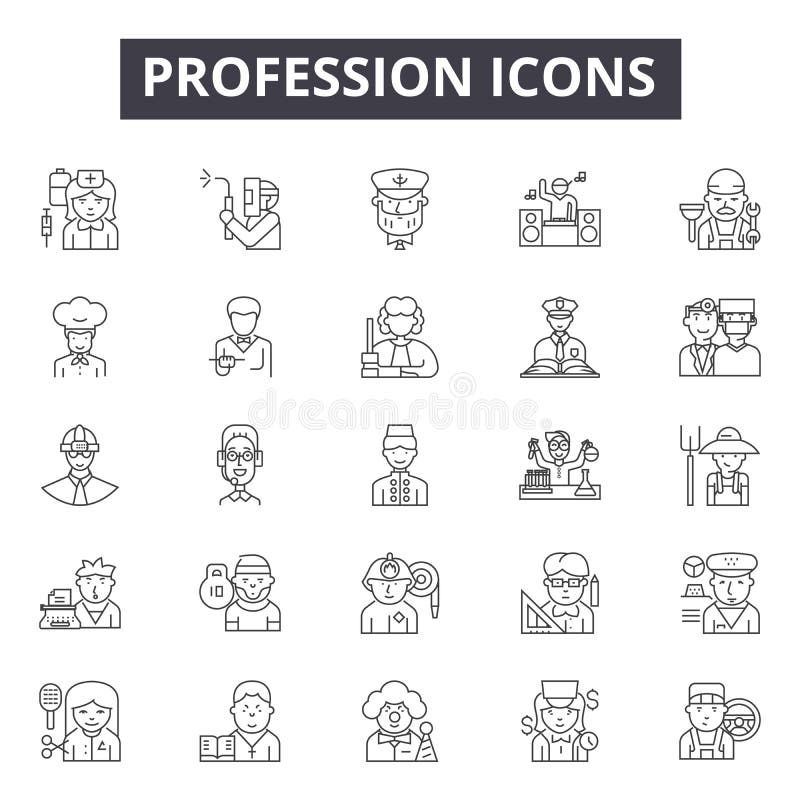 Profession Line Icons, Signs, Vector Set, Outline Illustration Concept ...
