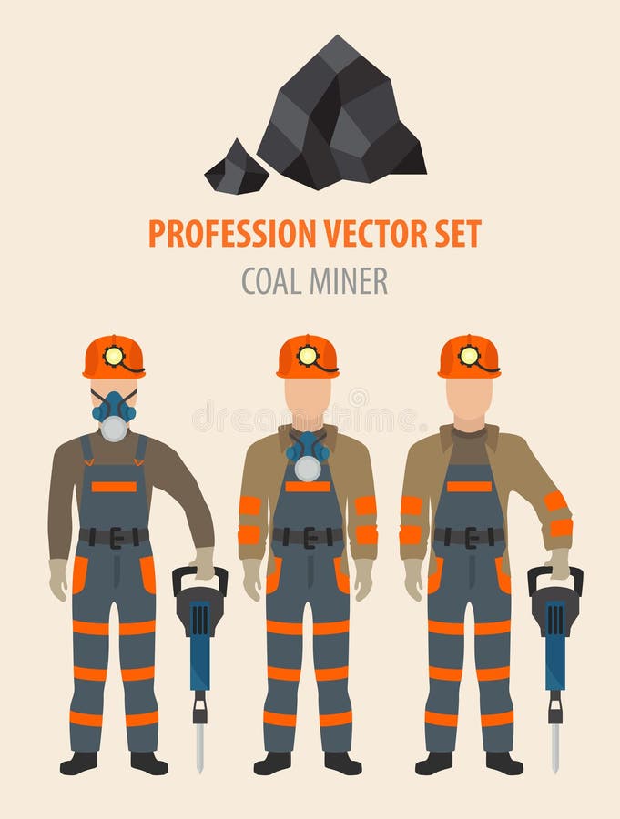 Coal Mining Icon Set. Colour Version Design Stock Vector - Illustration ...