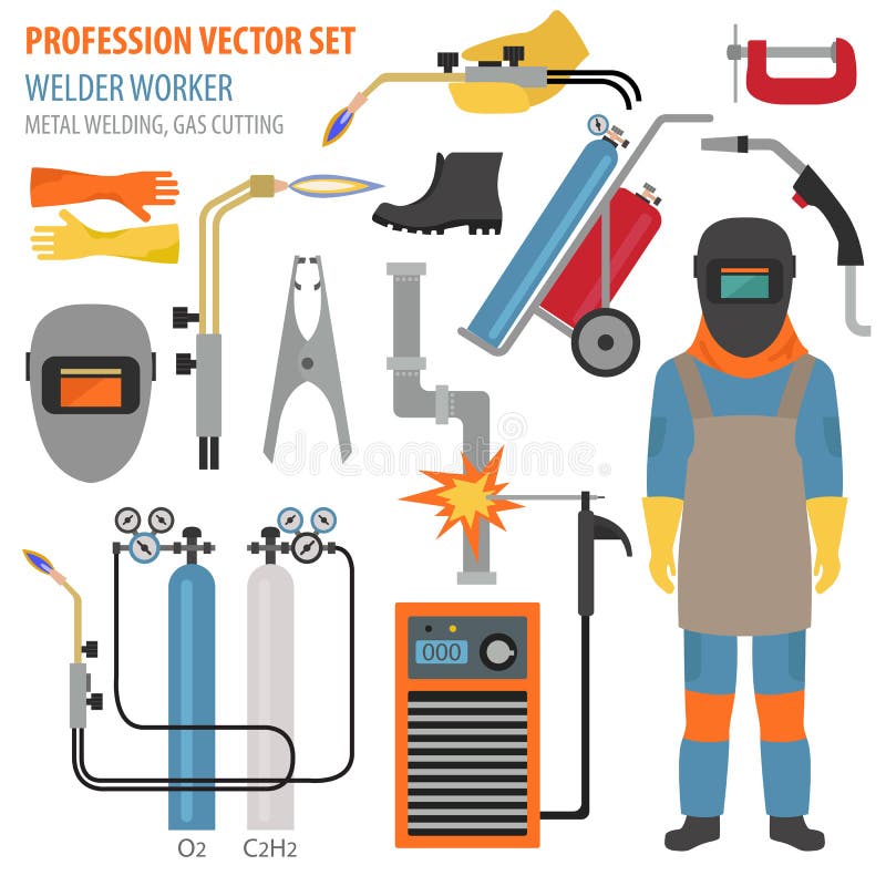 Profession And Occupation Set Metal Welding Equipment Gas Cutting