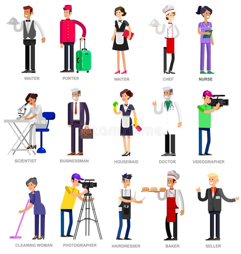 Profession People. Detailed Character Stock Vector - Illustration of ...