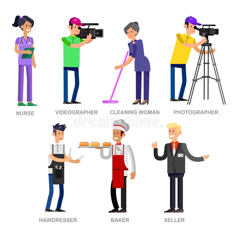 Profession People. Detailed Character Stock Vector - Illustration of ...