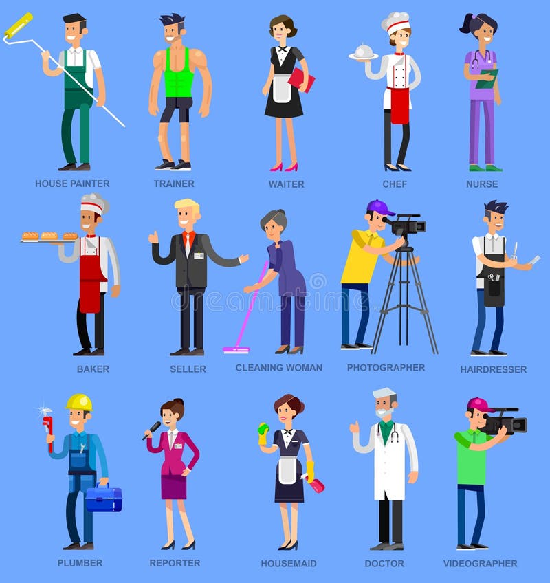 Profession People. Detailed Character Stock Vector - Illustration of ...