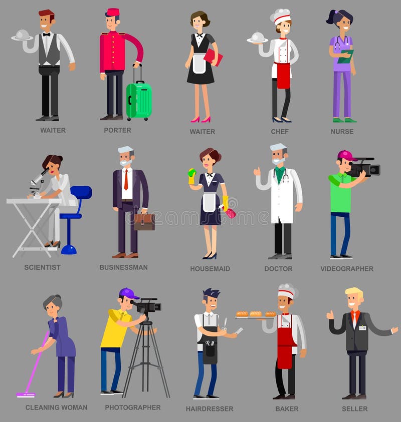 Profession People. Detailed Character Stock Vector - Illustration of ...