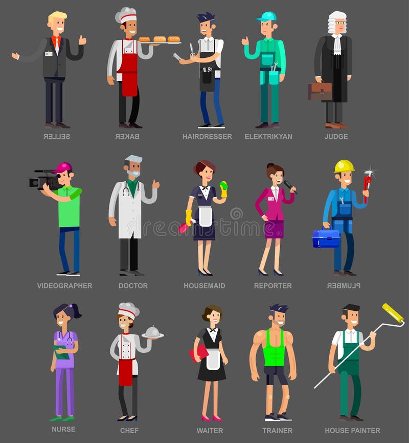 Six profession people stock vector. Illustration of folder - 60681545