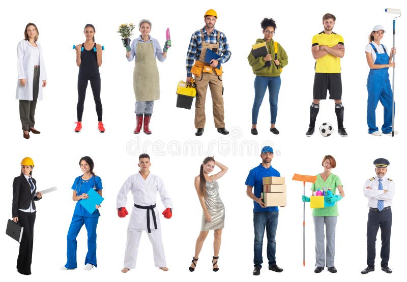 Profession People Set on White Stock Image - Image of portrait, group ...