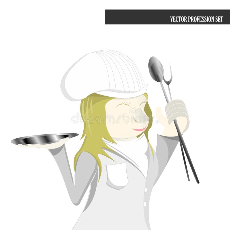 Profession Set, Chef Female Cartoon Stock Vector - Illustration of cook ...