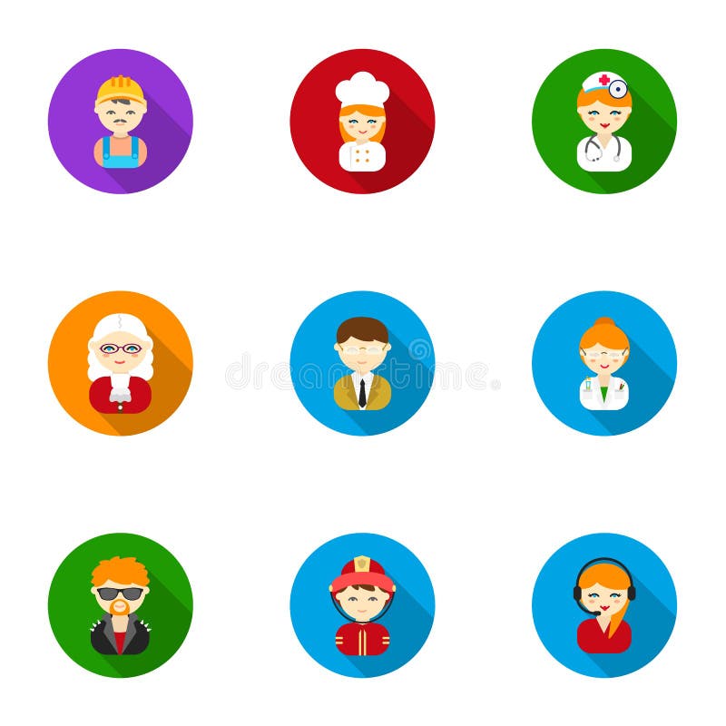 Profession Set Icons in Flat Style. Big Collection of Profession Vector ...