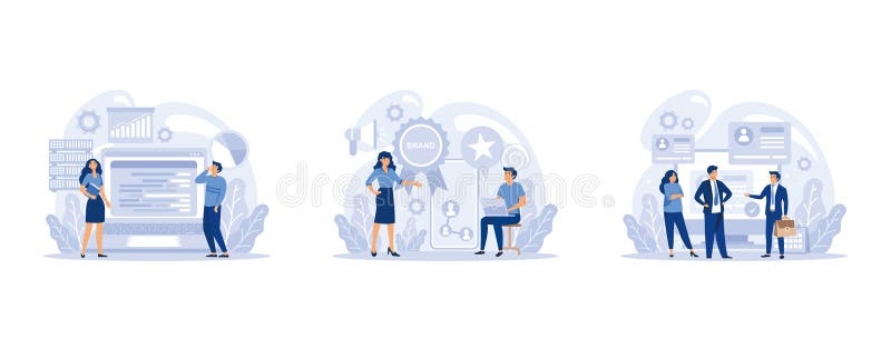 It Profession Set Programmer Write Software And Create Code For Computer Stock Vector