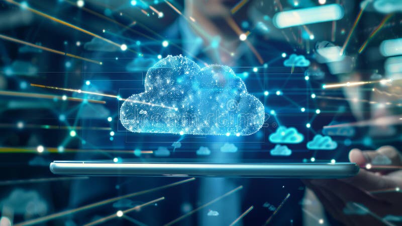 Professional Accessing Cloud Storage on Tablet with Digital Overlay ...