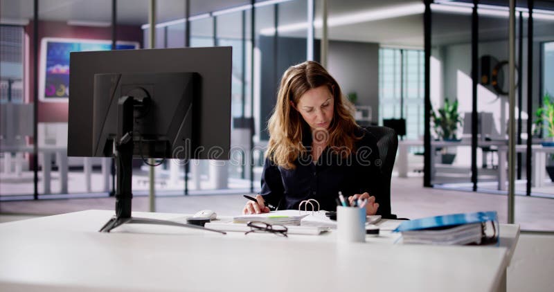 Professional Accountant Woman in Office Doing Accounting Stock Photo ...
