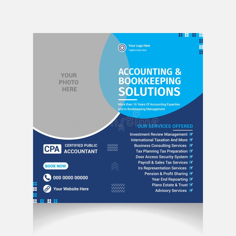 Professional Accounting Bookkeeping Solutions Social Media Post Stock ...