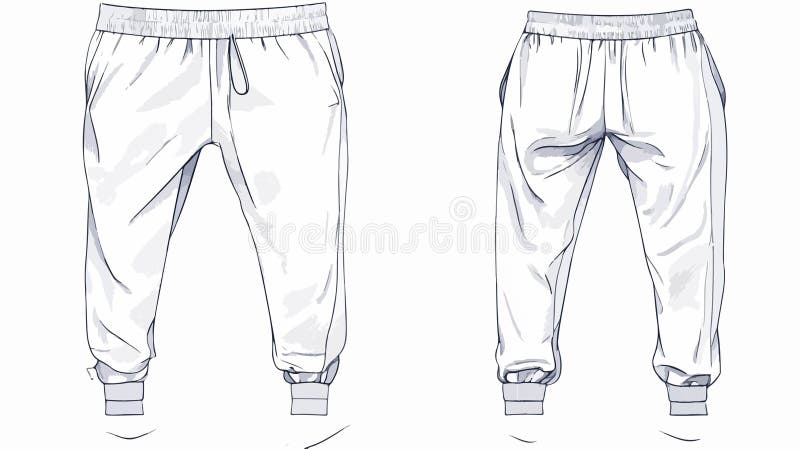 Professional Activewear Trousers Fashion Technical Sketch Drawing Stock ...