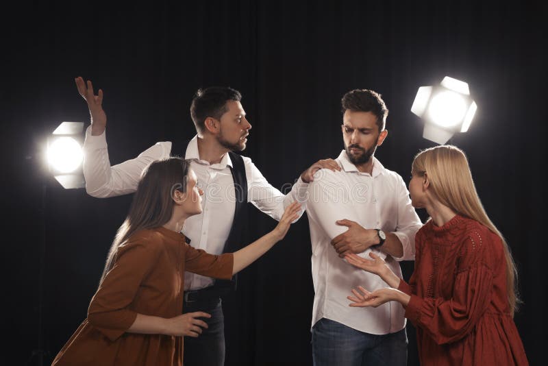 Professional Actors Rehearsing on Stage in Theatre Stock Photo - Image ...