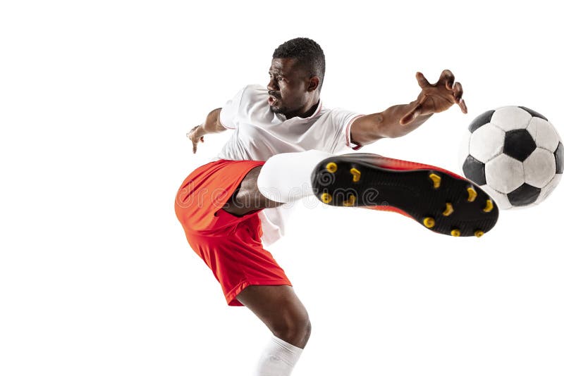 Professional African Football Soccer Player Isolated On White