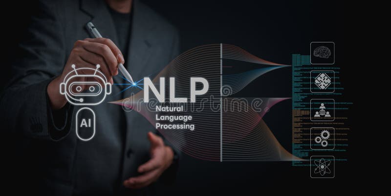 Professional with AI and NLP Graphics, Highlighting Cutting-edge Tech ...