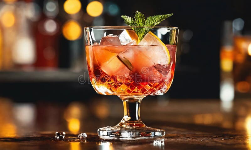 Professional Alcoholic Cocktail with Ice Cubes for Stock Illustration ...
