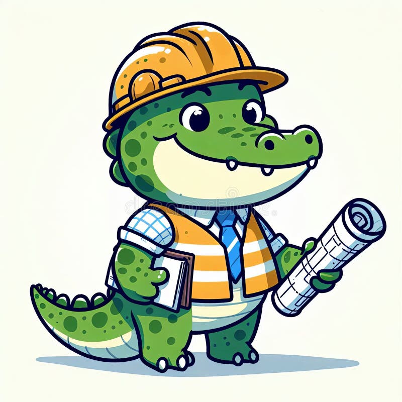 Professional Alligator Construction Worker Stock Illustration - Illustration of engineer, safety ...