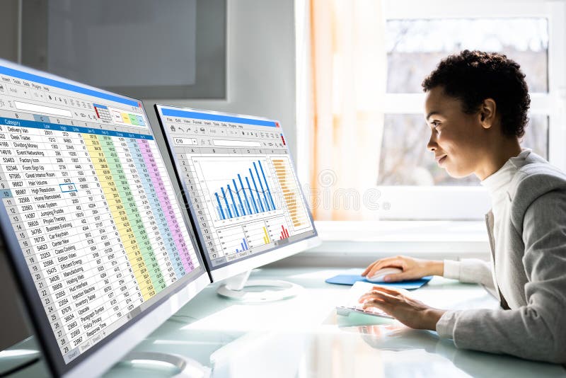 Professional Analyst Employee Using Spreadsheet Data Stock Image ...