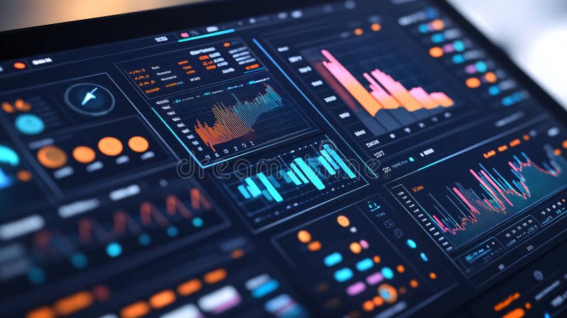 Professional Analytics Dashboard with Data Graphs Displayed Stock Illustration - Illustration of ...