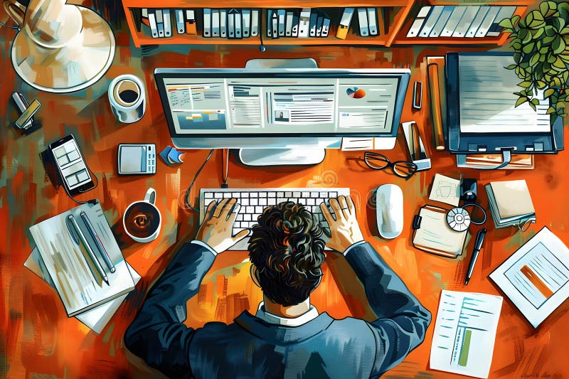 Professional Analyzes Data on Computer Screen, Working Efficiently in ...