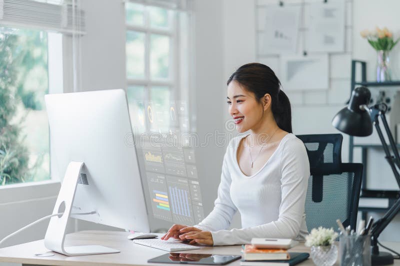 Professional Analyzing Complex Data with a Futuristic Holographic ...