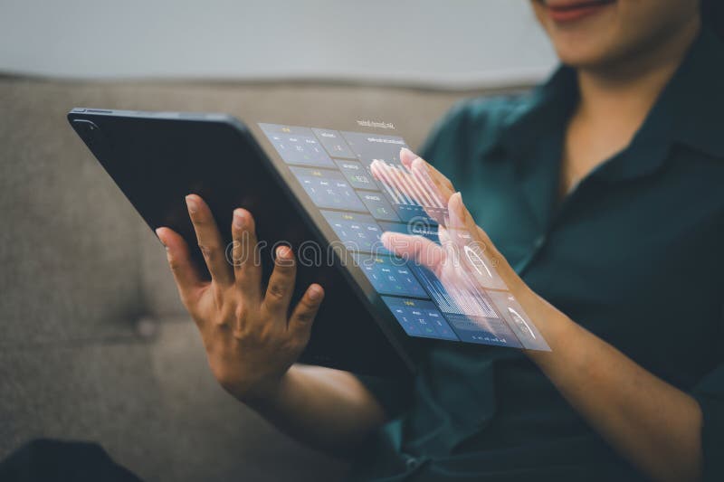 Professional Analyzing Complex Data with a Futuristic Holographic ...