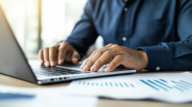 Hands Typing Data Reports Ai Generated Image Stock Photos - Free ...