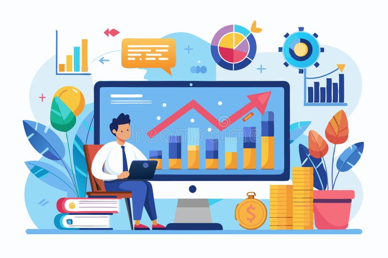 A Professional Analyzing Stock Trends with Rising Graphs and Colorful ...