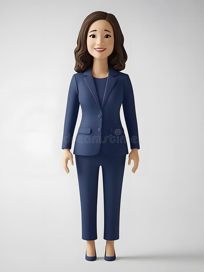 Professional Animated Woman in a Blue Suit Stock Illustration ...