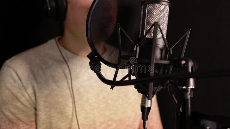 A Professional Announcer Makes a Recording in the Studio Stock Video ...