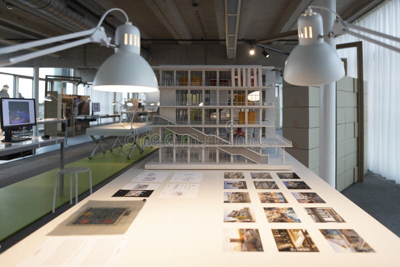 Professional Architect Bureau Workplace with Samples of Real Estate ...