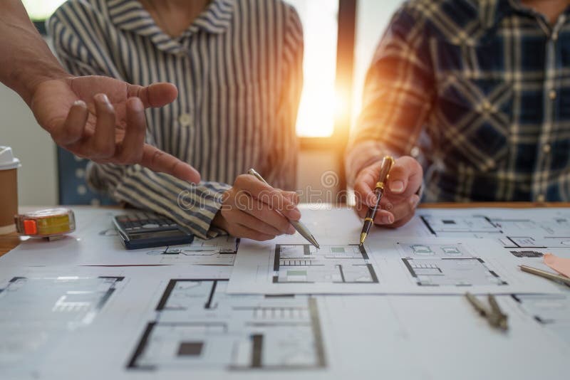 Professional Architect Designer Structural Engineer Team Colleagues ...