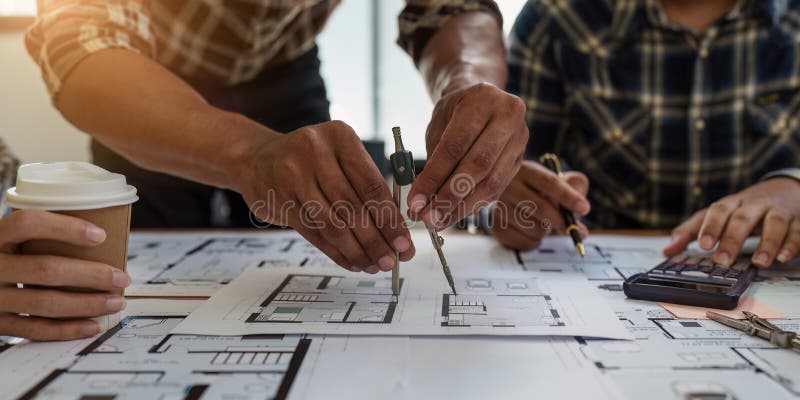 Professional Architect Designer Structural Engineer Team Colleagues ...