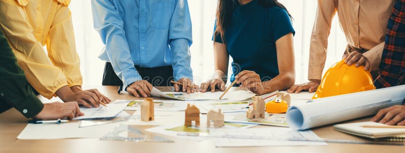 Professional Architect Engineer Team Discussion about Project ...