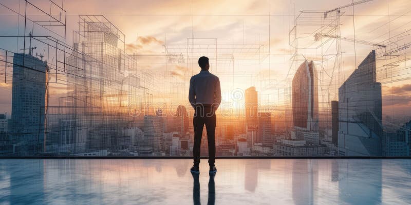 Architect Looking at Architectural Model while Planning Construction ...