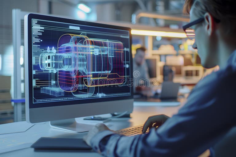 Professional Architect Reviewing High-Tech HVAC BIM System ...