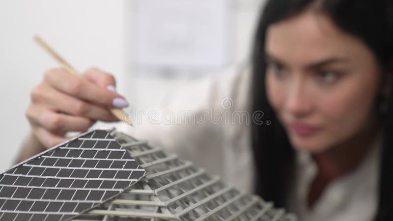 Professional Architect Using Ruler Measuring Model Roof Length ...