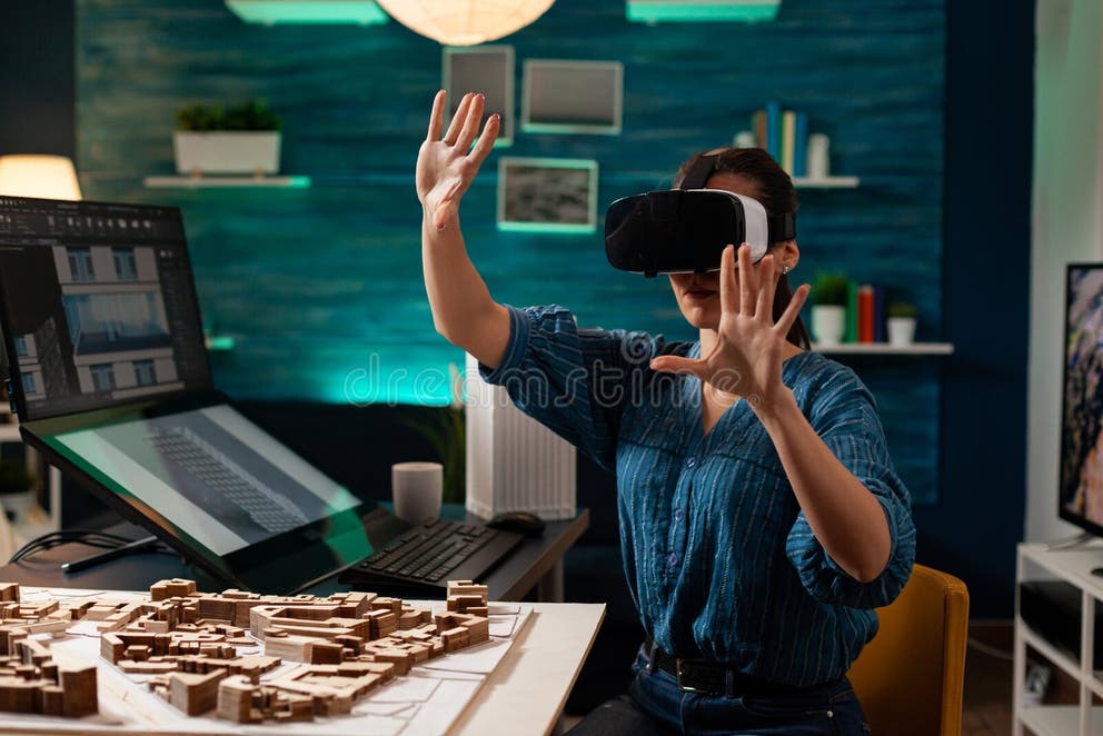 Professional Architect Using Vr Glasses for Building Vision Stock Photo ...