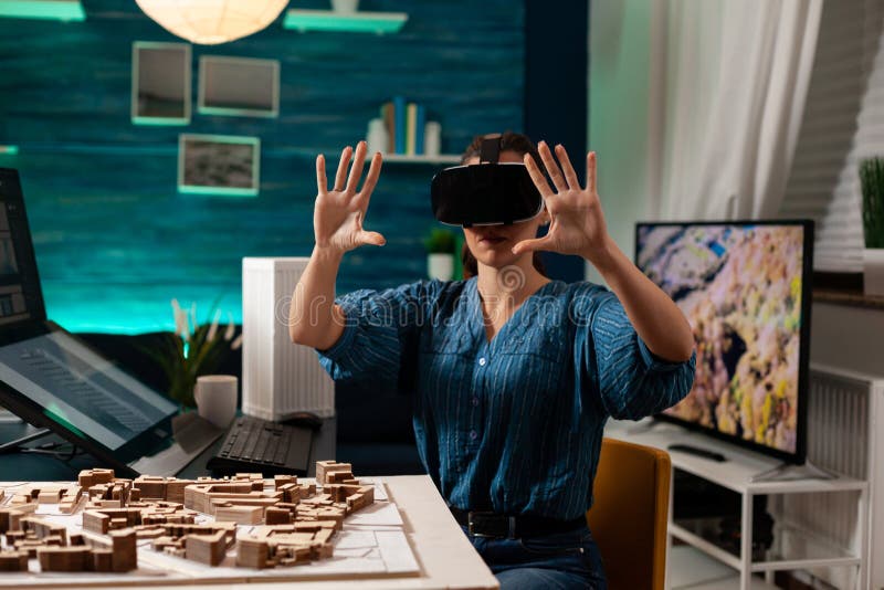 Professional Architect Using Vr Glasses for Building Vision Stock Photo ...