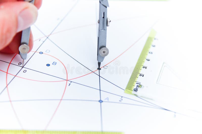 Professional Architect Working at His Desk, Measuring and Estimating ...