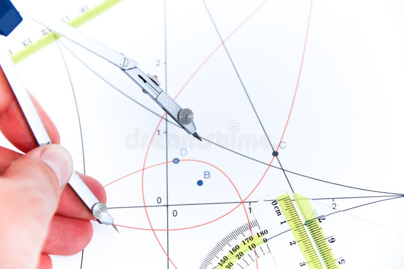 Professional Architect Working at His Desk, Measuring and Estimating ...